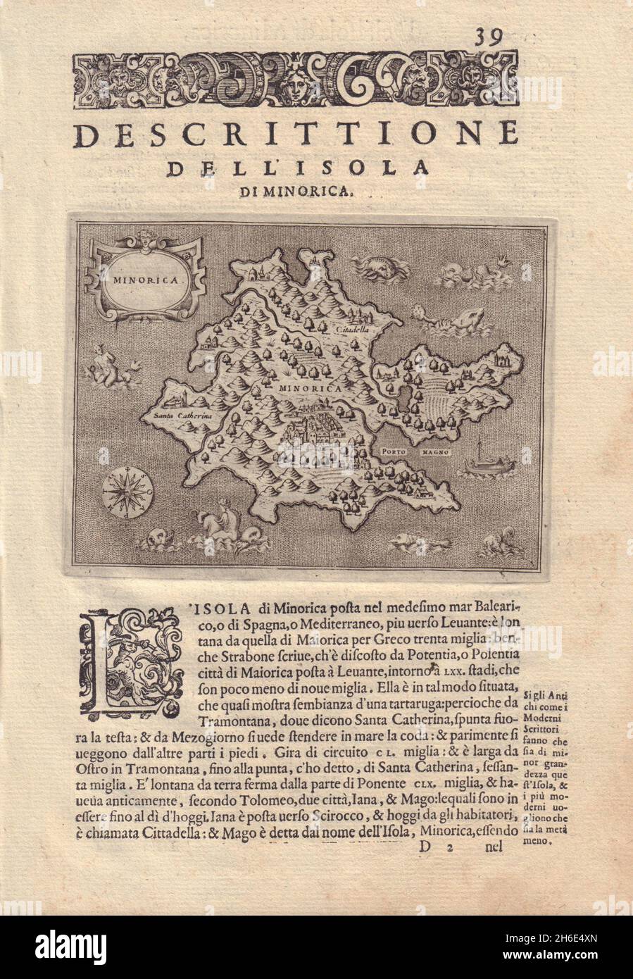 Descrittione dell' Isola di Minorica. PORCACCHI. Minorca Menorca 1590 ...