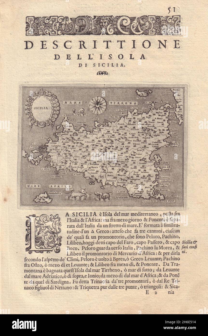 Descrittione dell' Isola di Sicilia. PORCACCHI. Sicily Italy 1590 old ...