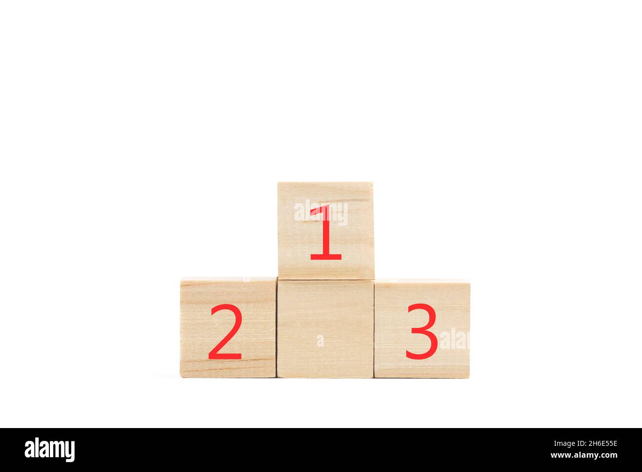 A podium made with wooden blocks on a white background Stock Photo - Alamy