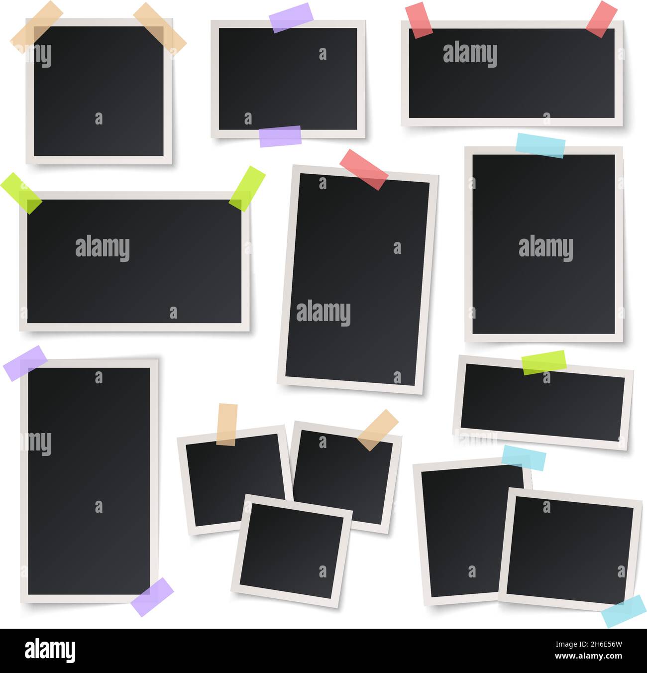 Square photo frames. Photograph frame template, scrapbook elements ...