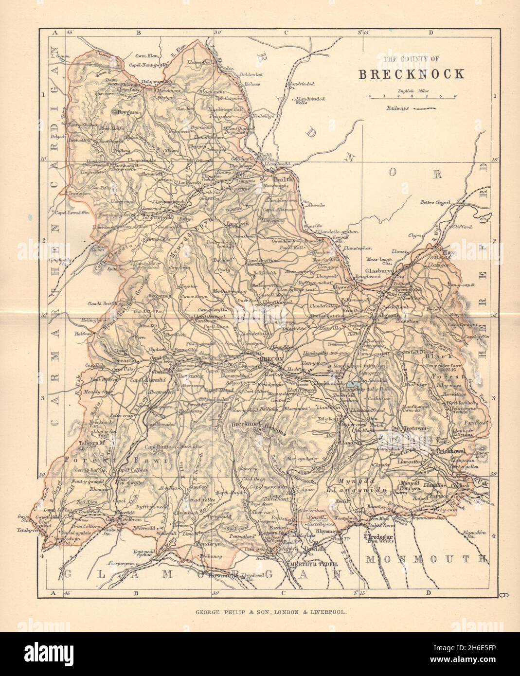 BRECKNOCKSHIRE "County of Brecknock" Brecon Beacons Wales BARTHOLOMEW ...
