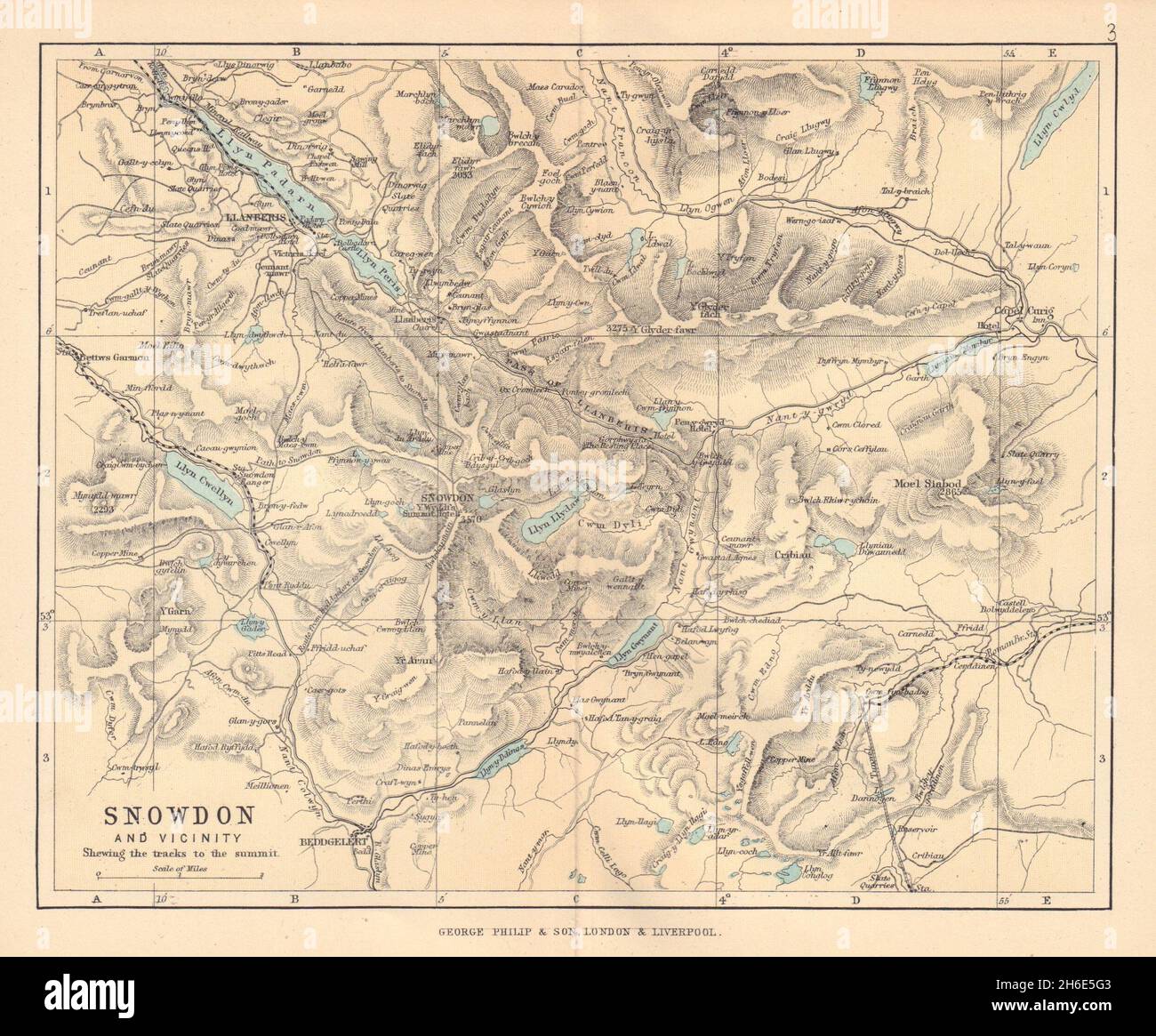 SNOWDONIA Snowdon showing tracks to the Summit Wales BARTHOLOMEW 1885 ...