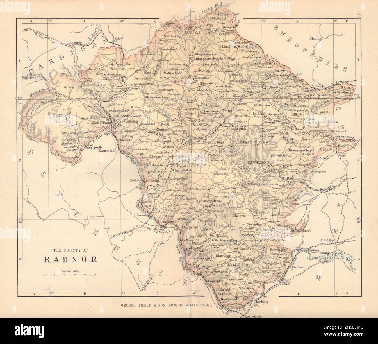 RADNORSHIRE "The County of Radnor" Wales BARTHOLOMEW 1885 old antique ...