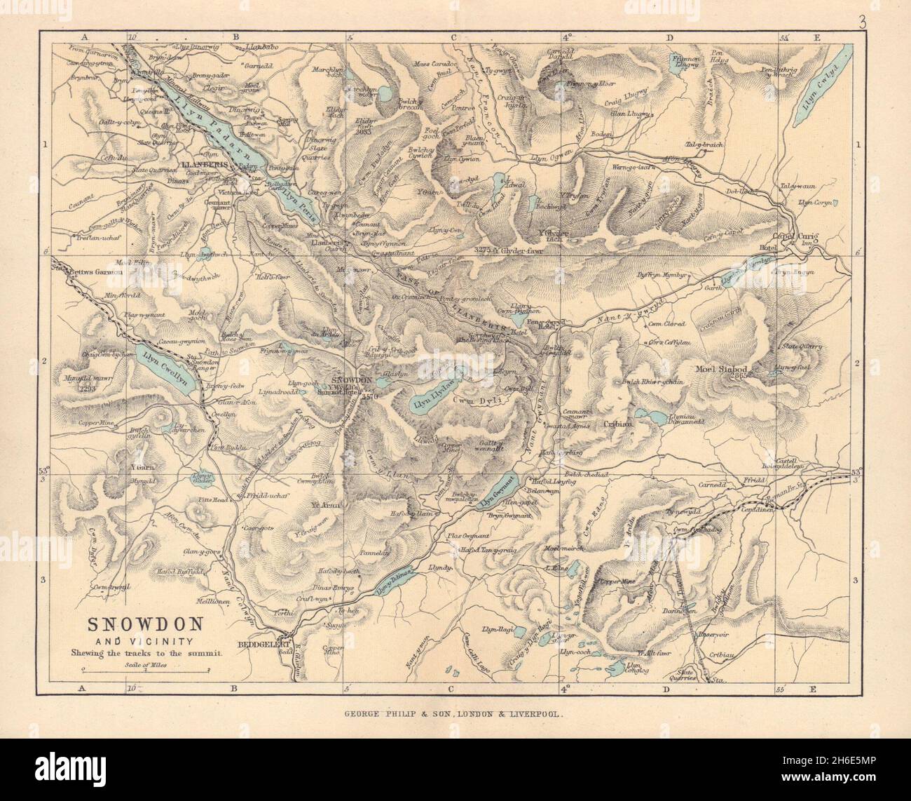 SNOWDONIA Snowdon showing tracks to the Summit Wales BARTHOLOMEW 1890 ...