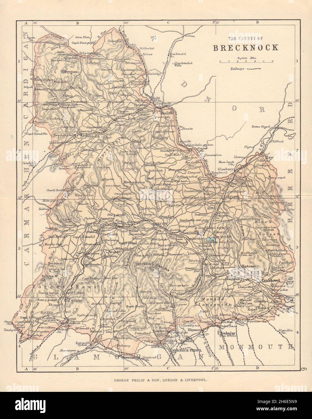 BRECKNOCKSHIRE "County of Brecknock" Brecon Beacons Wales BARTHOLOMEW ...