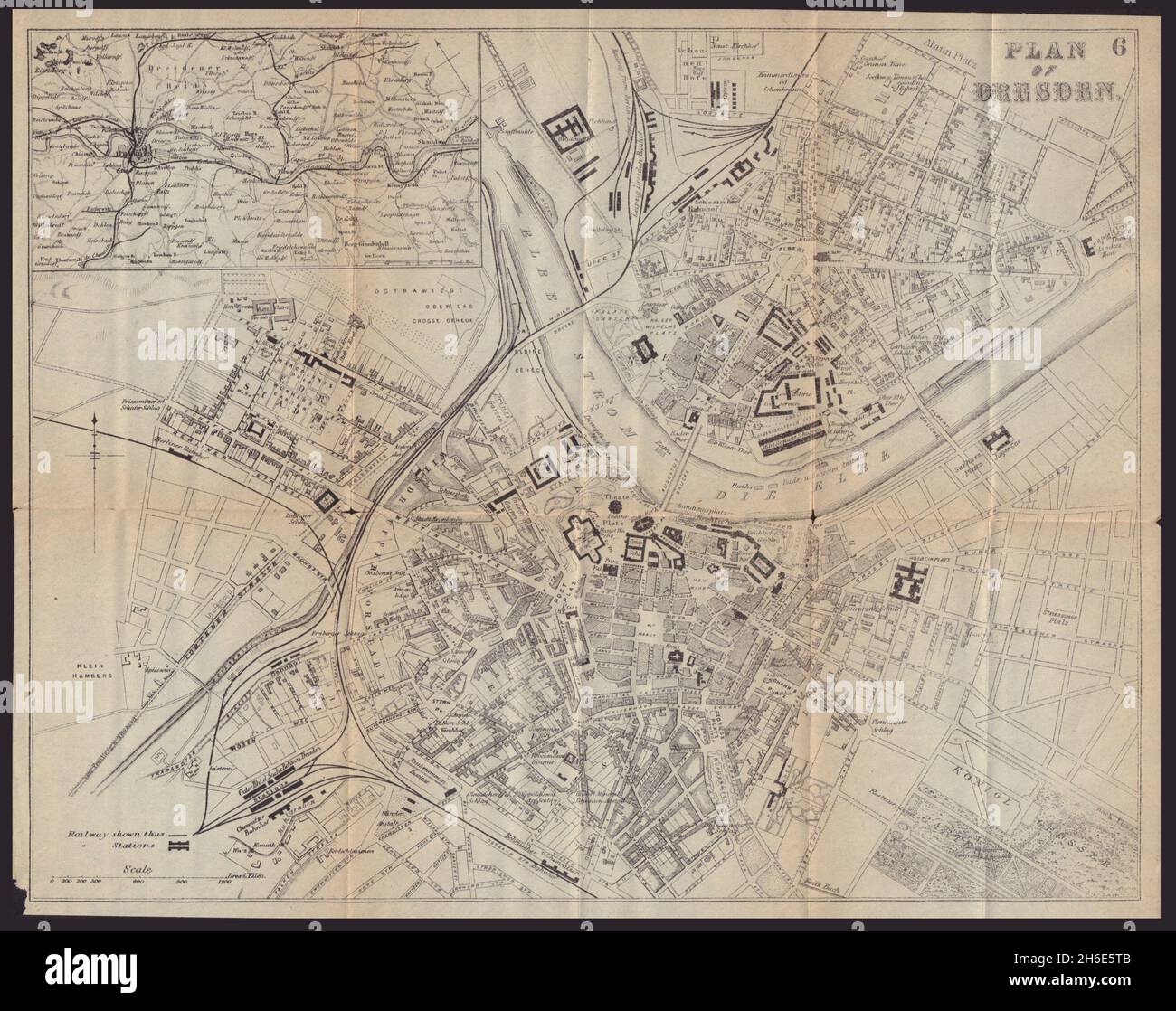 DRESDEN antique town plan city map. Germany. BRADSHAW 1892 old Stock ...
