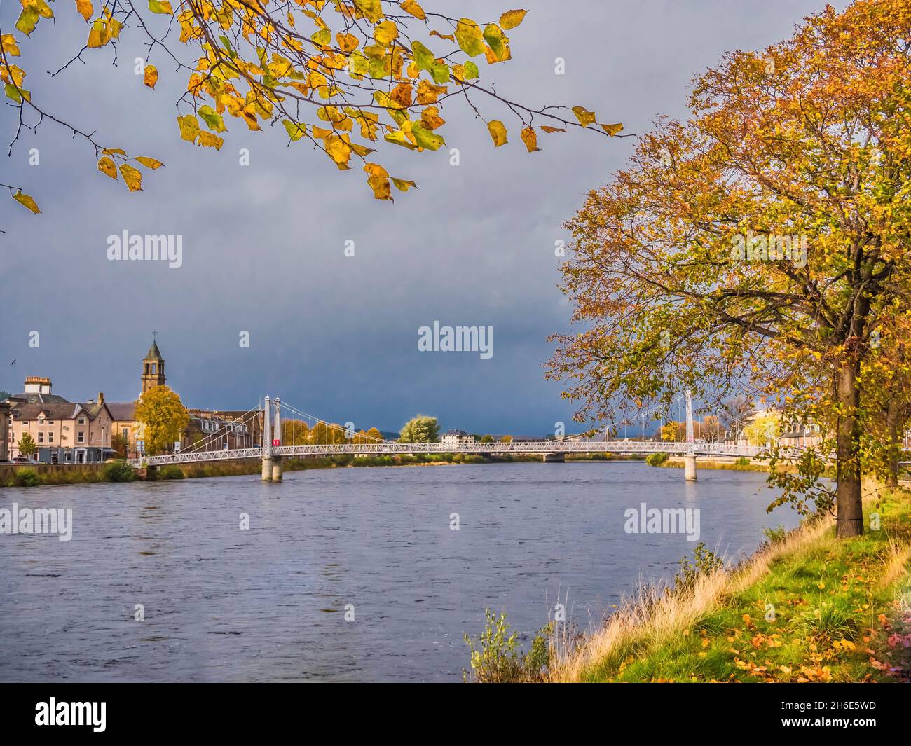 The image is of one of the many suspension bridges over the River Ness ...