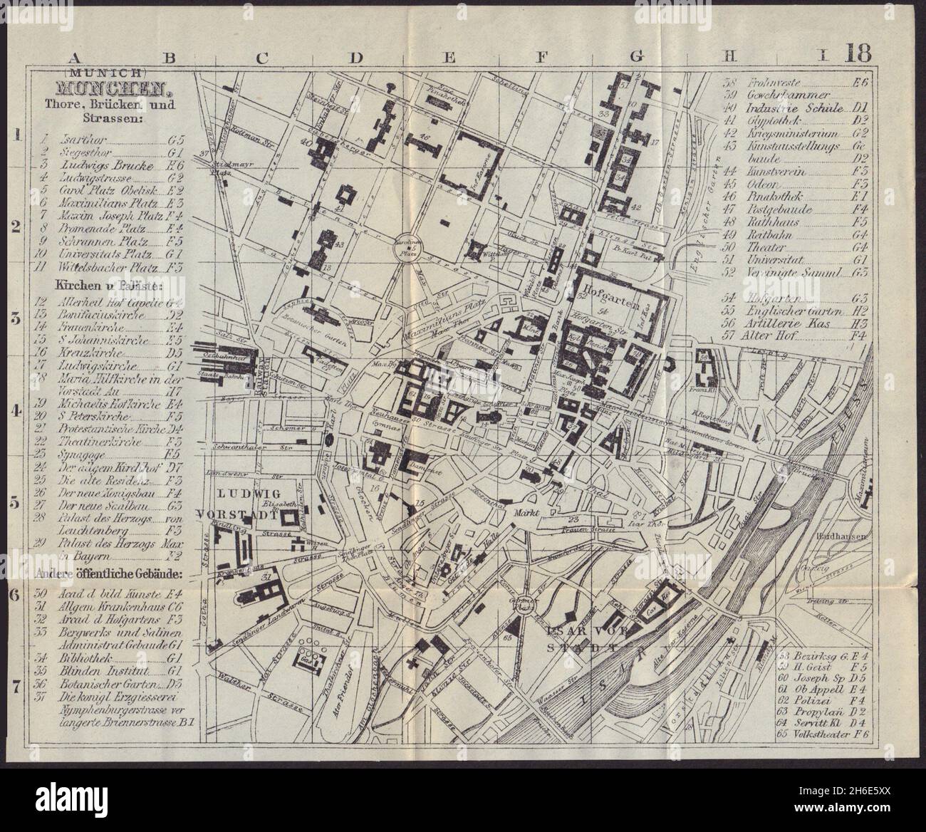 MUNICH MÜNCHEN MUNCHEN antique town plan city map. Germany. BRADSHAW ...