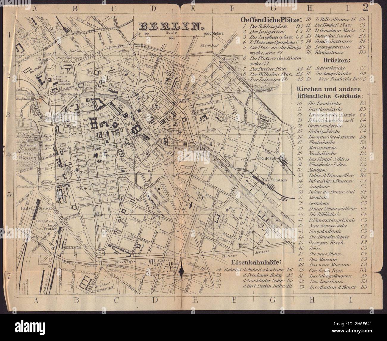 BERLIN antique town plan city map. Germany. BRADSHAW c1898 old Stock ...