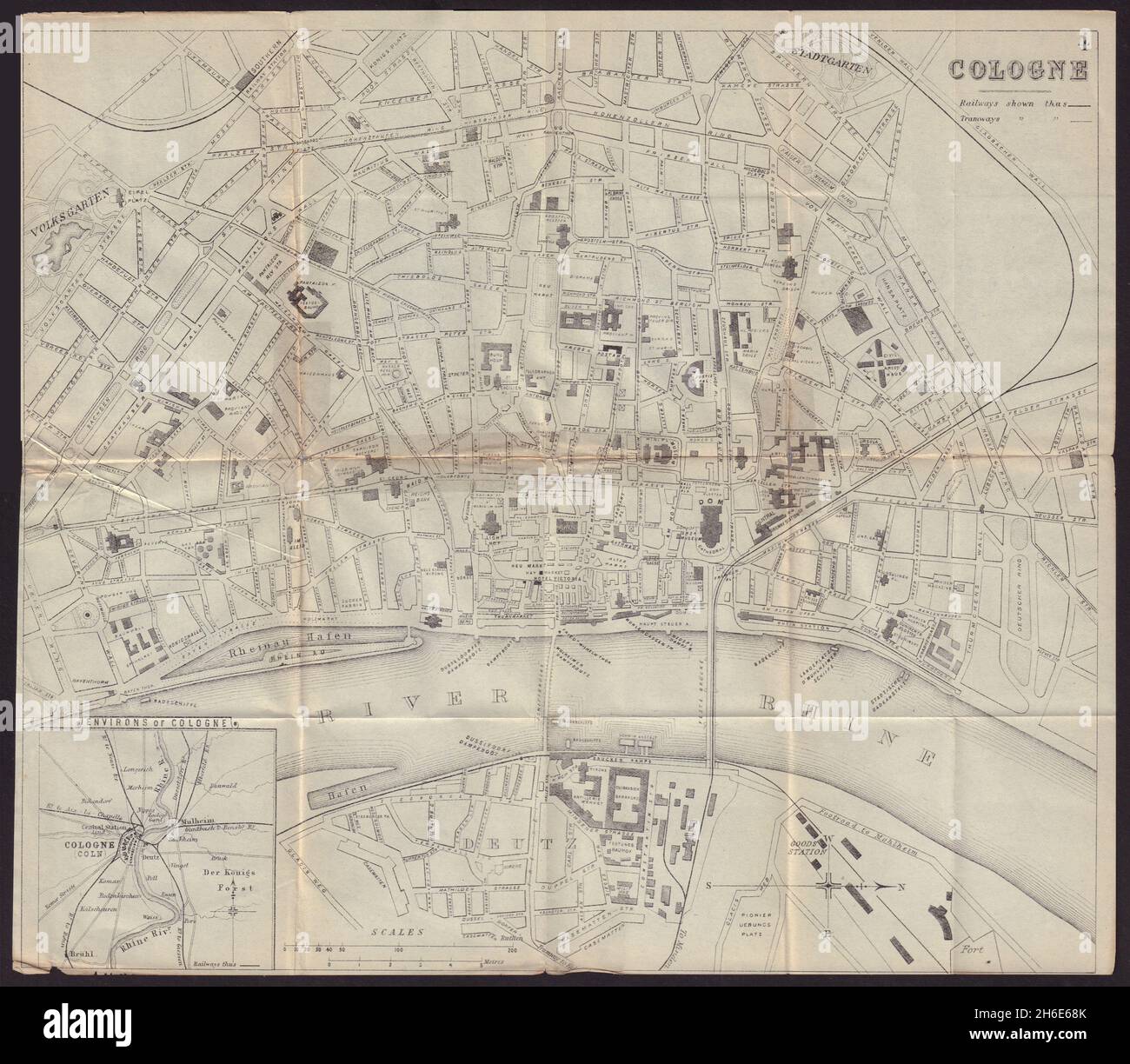 COLOGNE KOLN KÖLN antique town plan city map. Germany. BRADSHAW c1898 ...