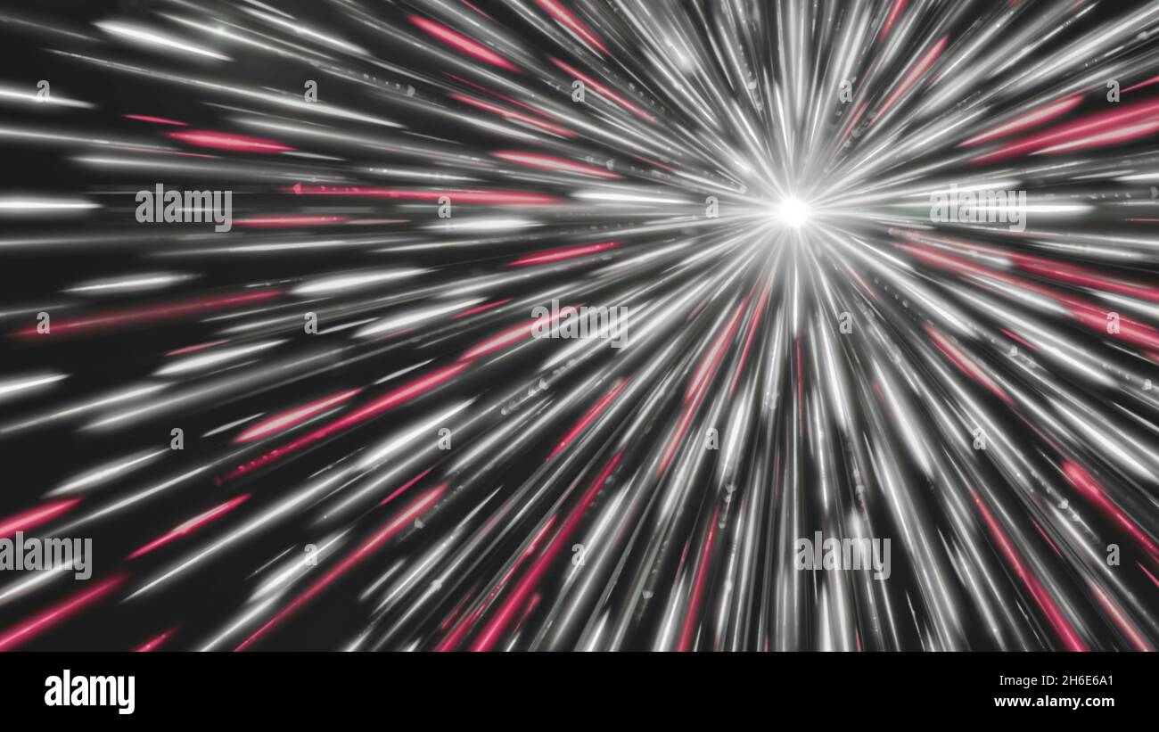 Bright star emits colored lines. Animation. White dot emits bright and ...