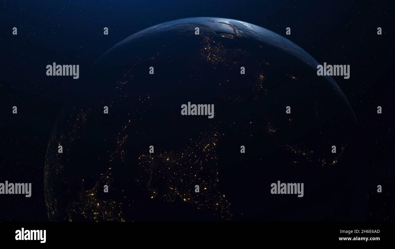 Abstraction of realistic world globe spinning slowly animation. Planet ...