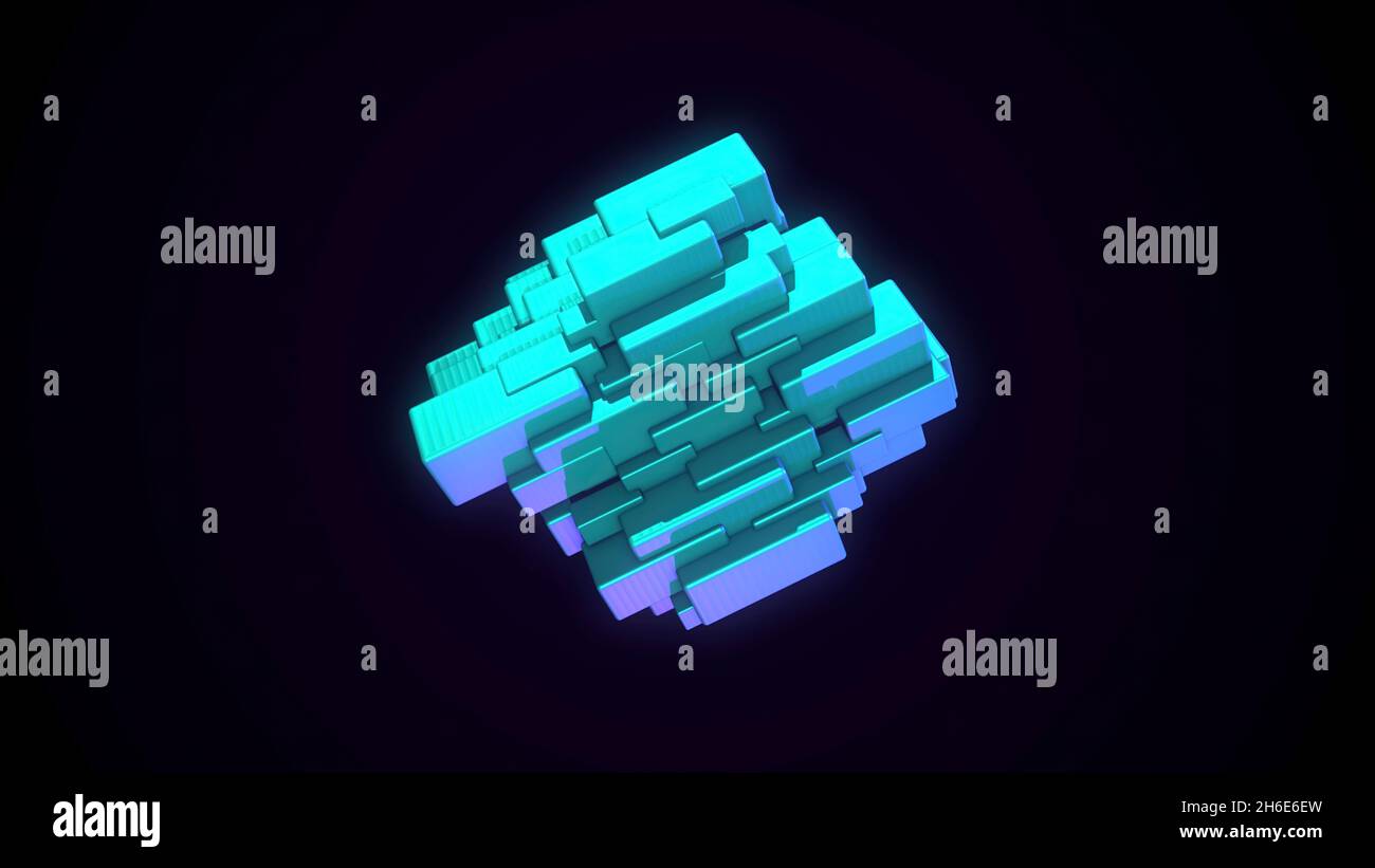 Abstract rotating cubic figure. Animation. Abstract multicolored figure ...