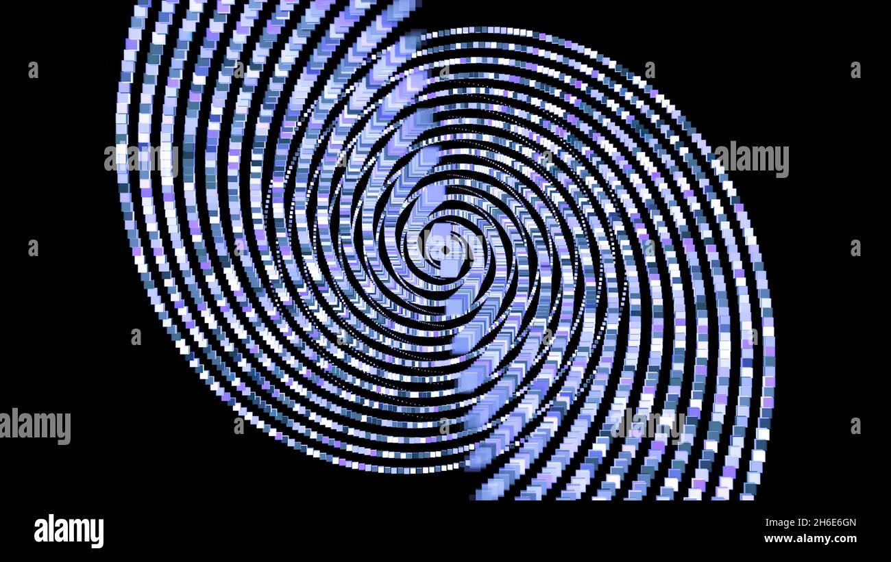 Animation with swirling spiral of squares on black background ...