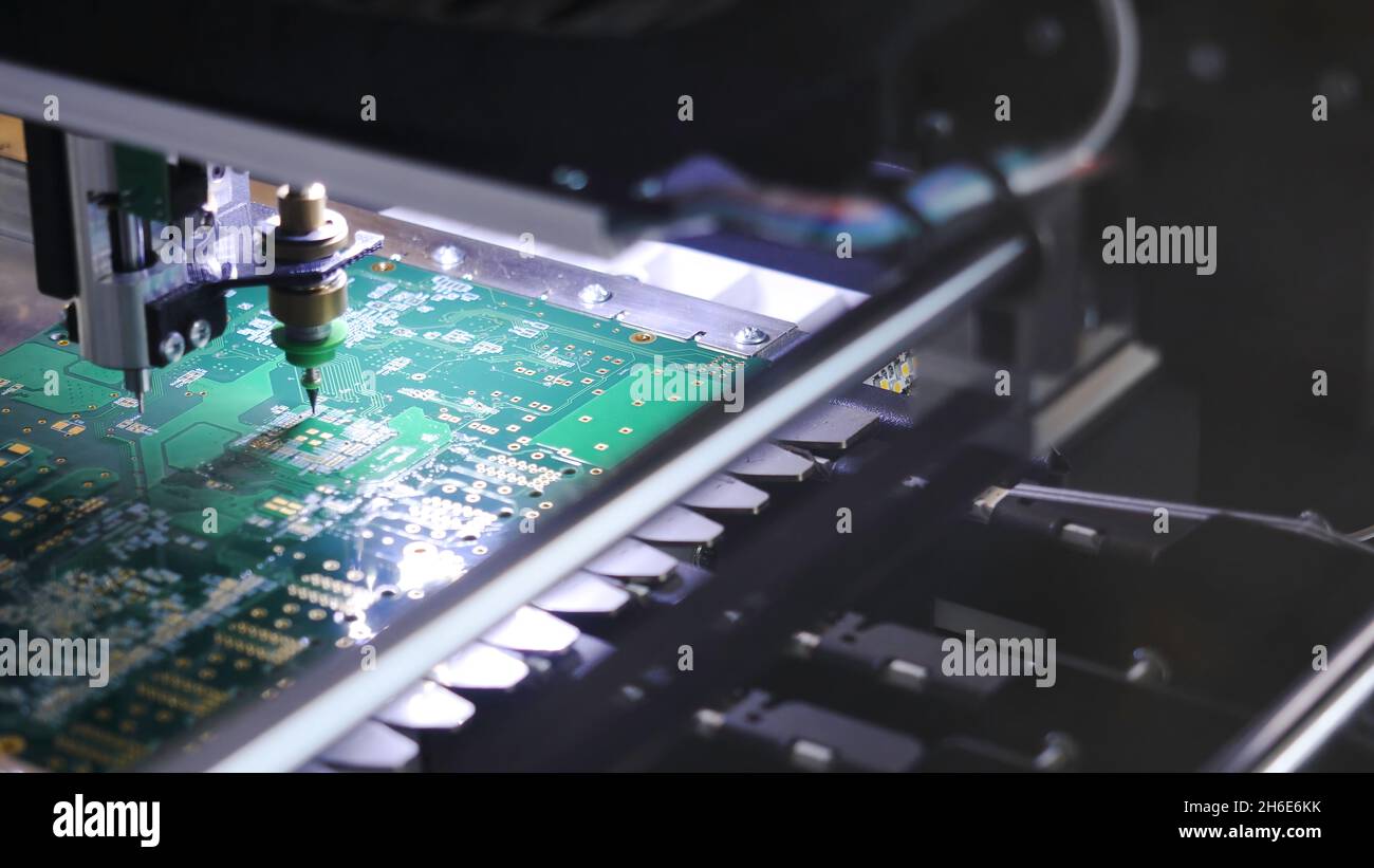 Electronic circuit board close up. Media. Process of creating an ...