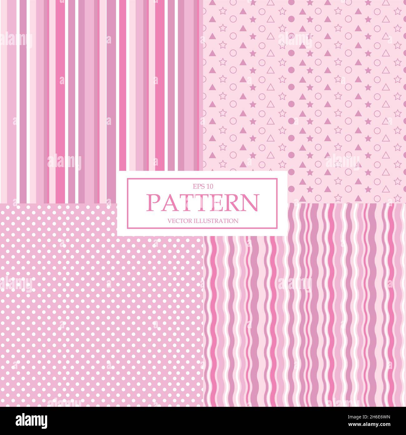 4 pcs patterns in delicate pink - white color - Vector illustration ...