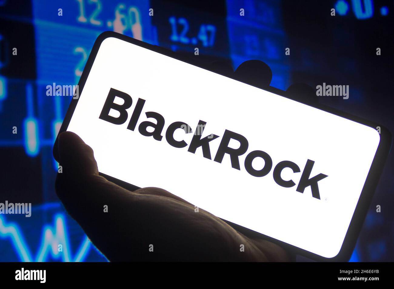 In this photo illustration the BlackRock logo displayed on a smartphone ...