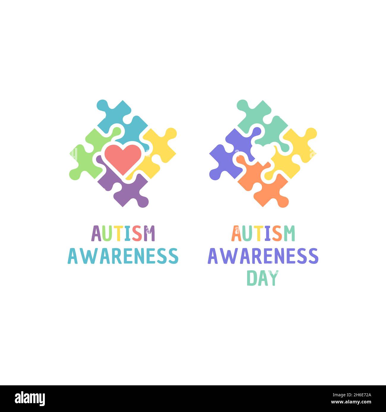 Autism awareness day colorful puzzle. Heart jigsaw shape Stock Vector ...