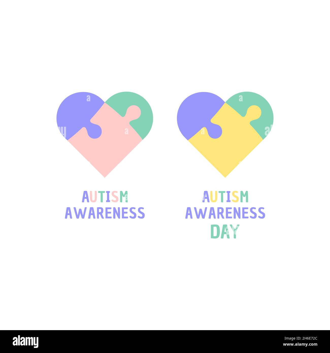 Autism awareness day colorful puzzle. Heart jigsaw shape Stock Vector ...