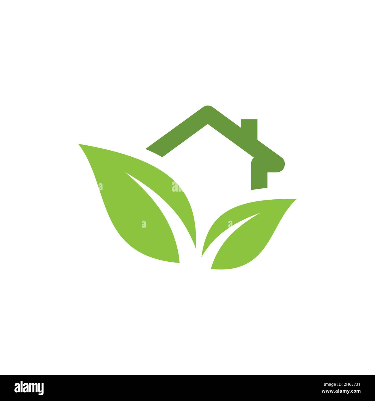 Green house with leaves vector logo icon. Eco friendly home symbol ...