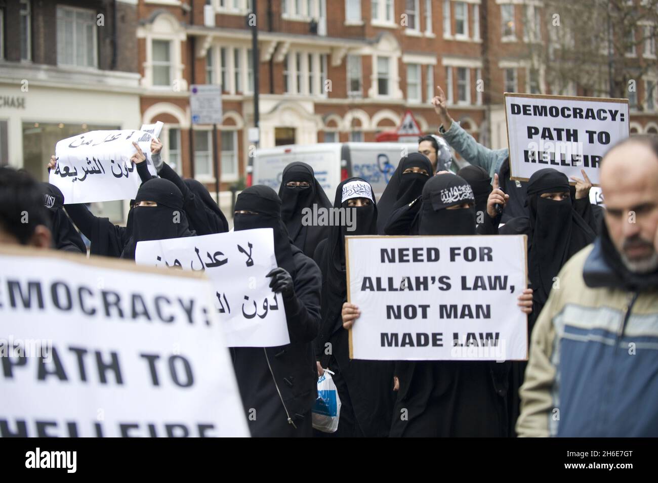 Muslims from the Regent's Park Mosque in London march to the Egyptian ...