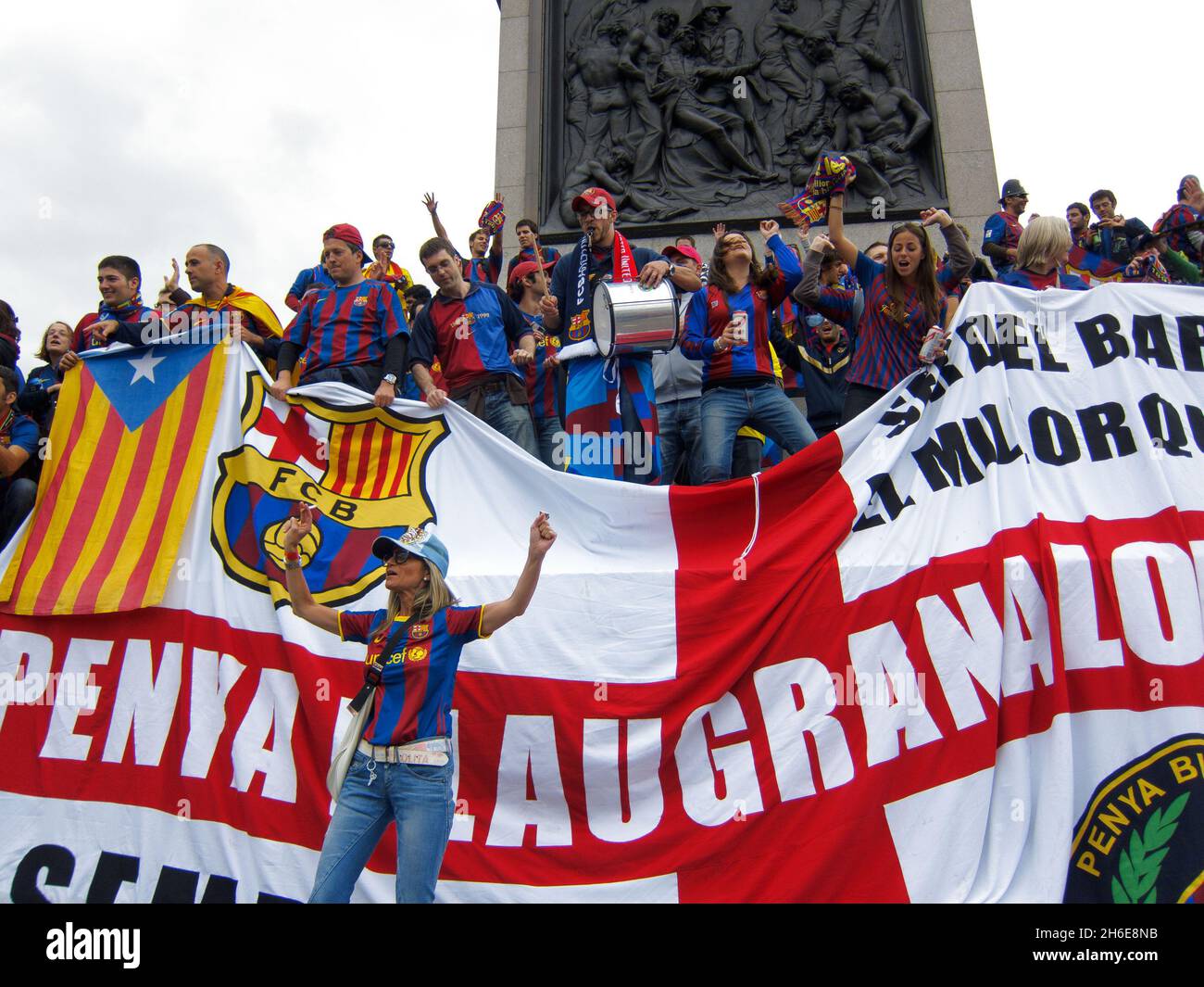 Barcelona football fans in Trafalgar Square ahead of tonights Champions ...