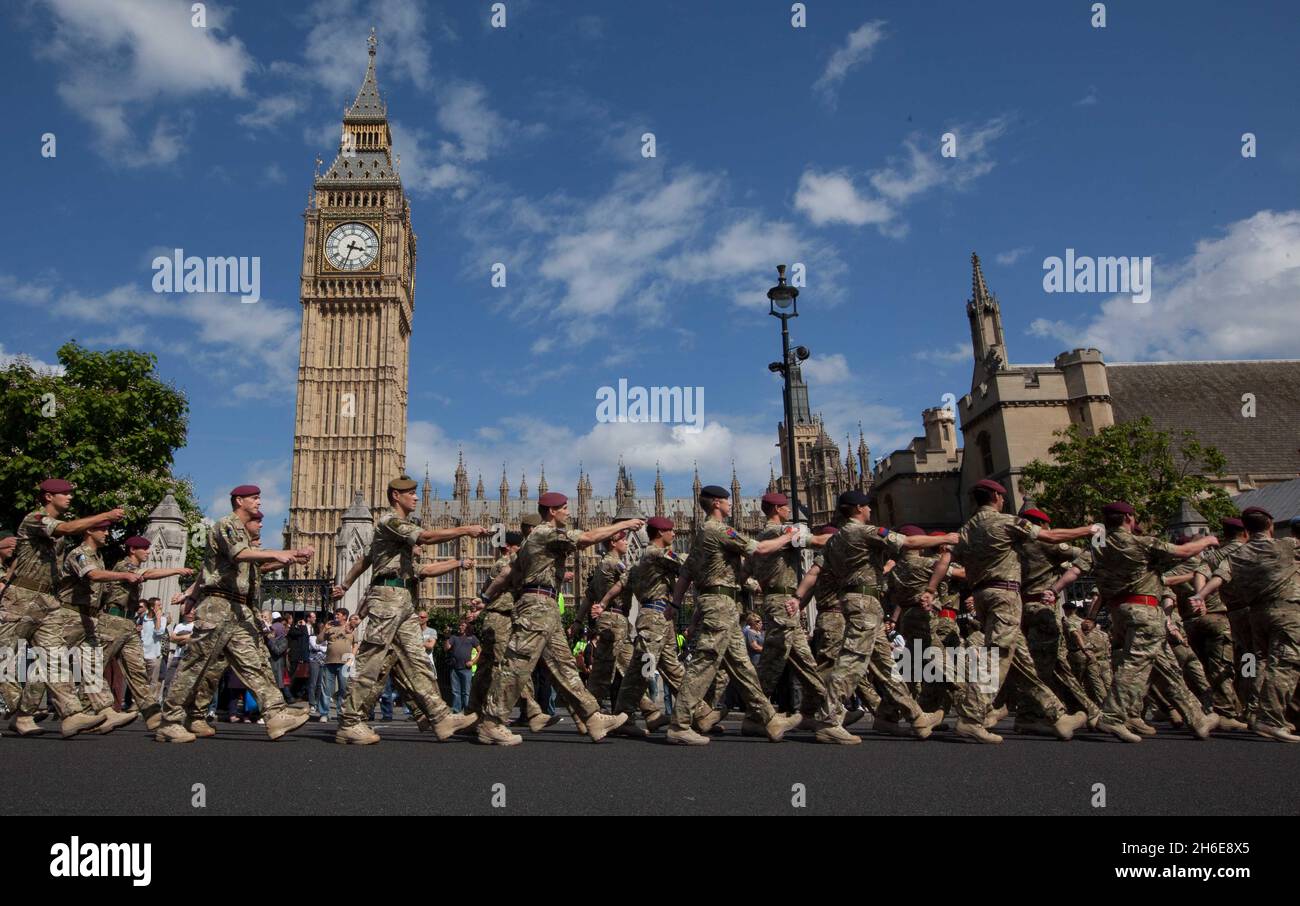 Soldiers from the 16 Air Assault Brigade, march from Wellington ...
