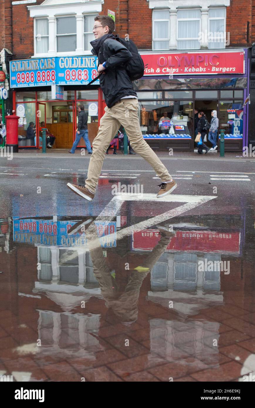 Heavy rain flooded parts of East London this evening Stock Photo - Alamy