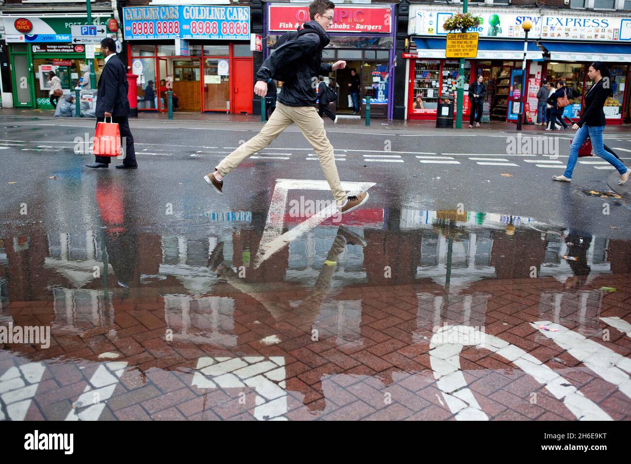 Heavy rain flooded parts of East London this evening Stock Photo - Alamy
