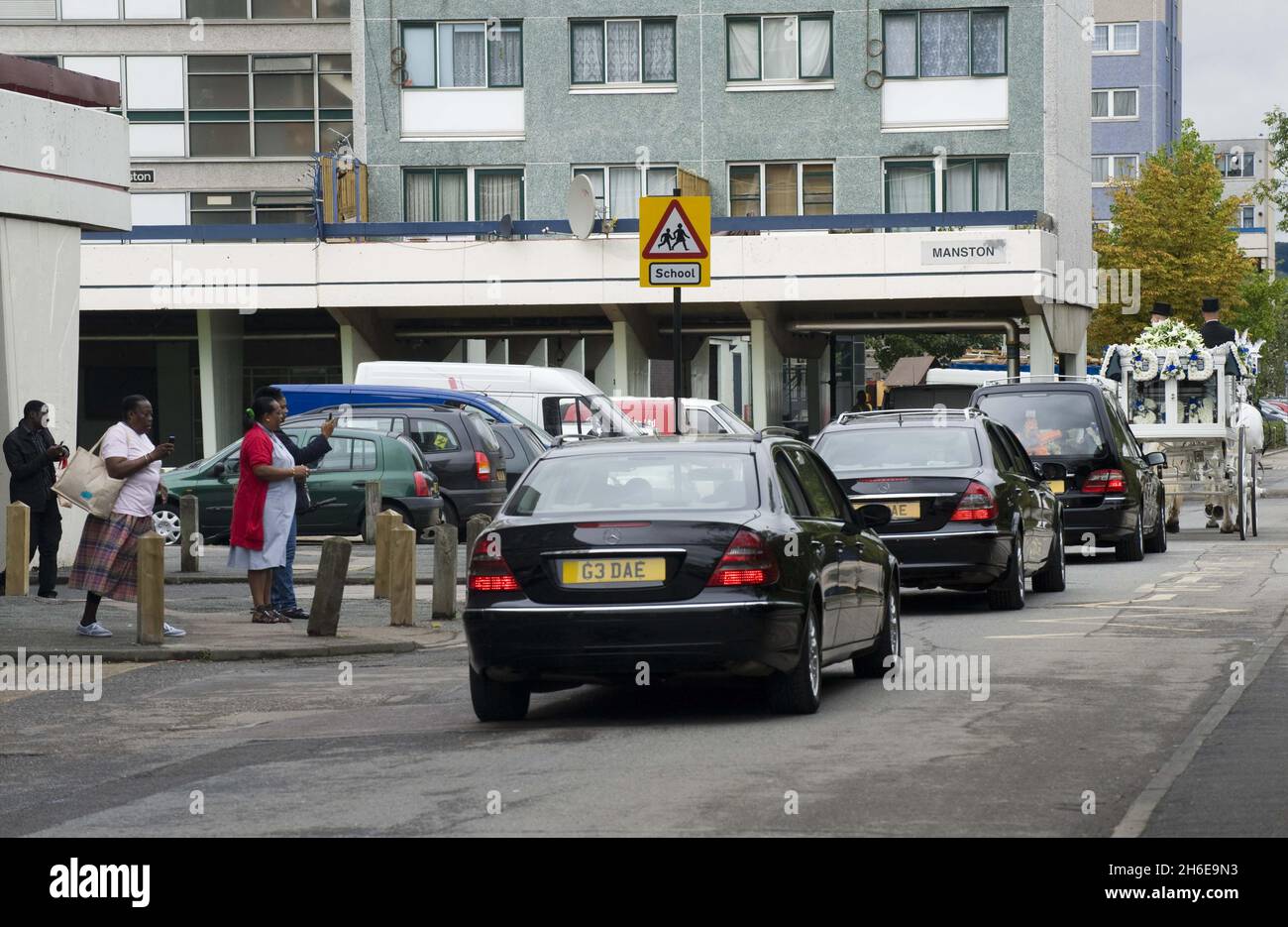 The funeral procession pictured on the Broadwater Farm Estate in ...