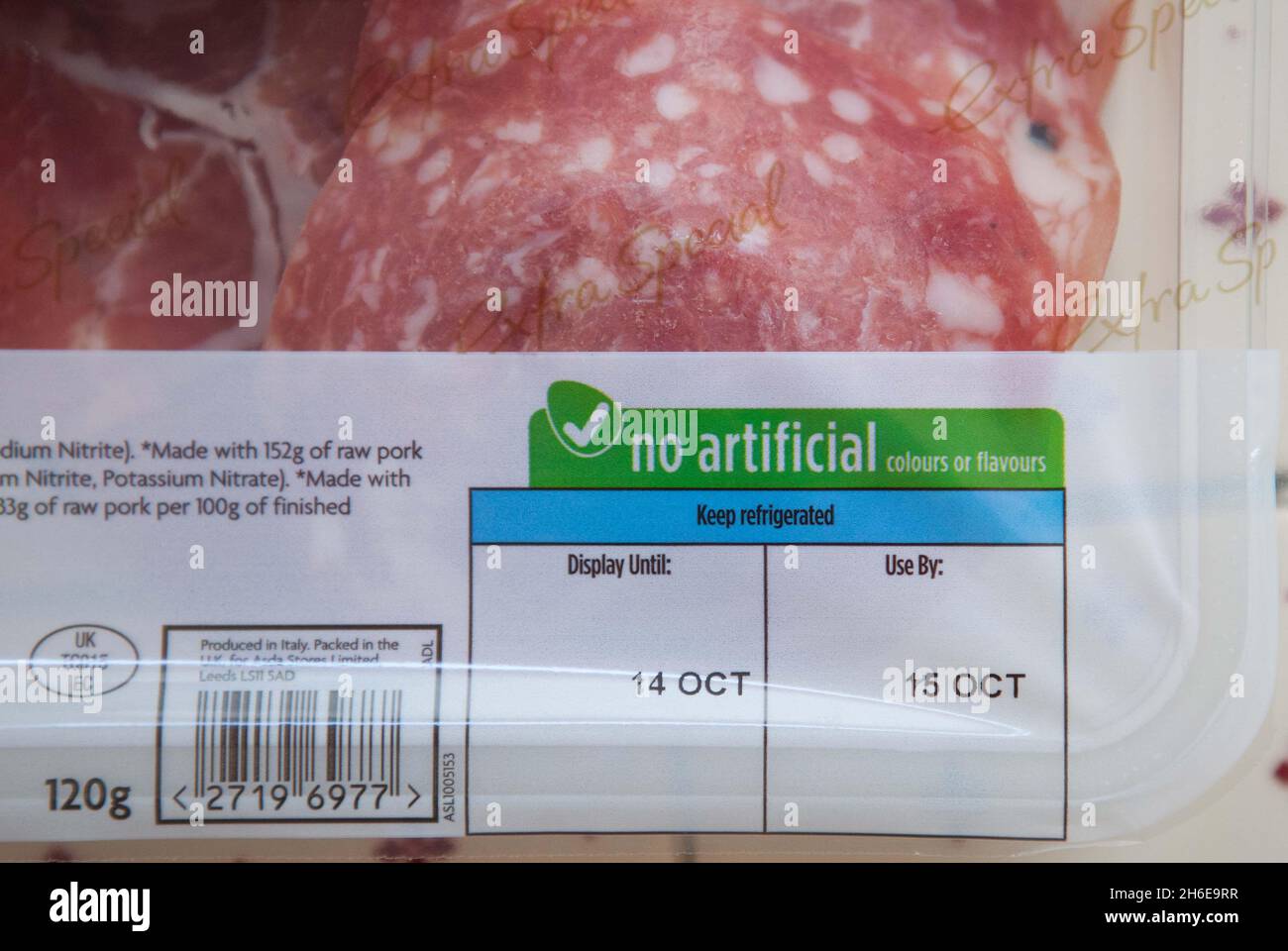 A stock image of the sell-by date on a packet of meats. Sell-by dates ...