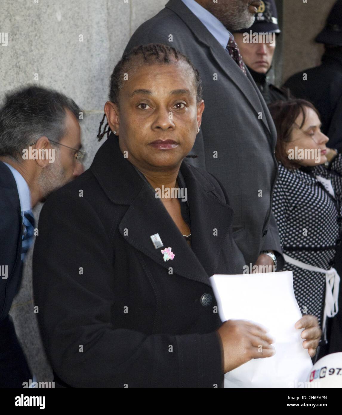 Doreen Lawrence pictured outside the Old Bailey in London this evening ...