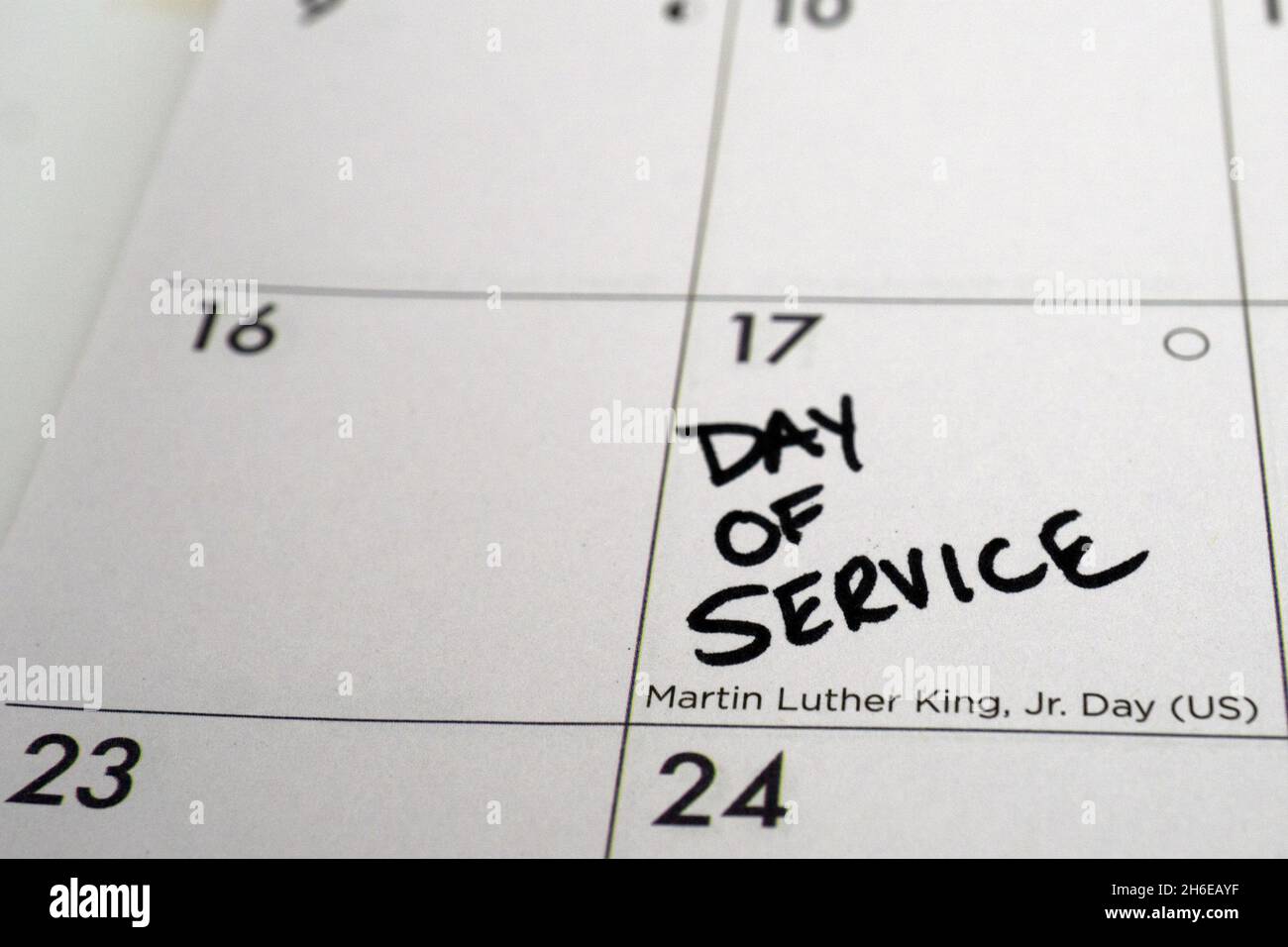 Day of Service is marked on the calendar Stock Photo - Alamy