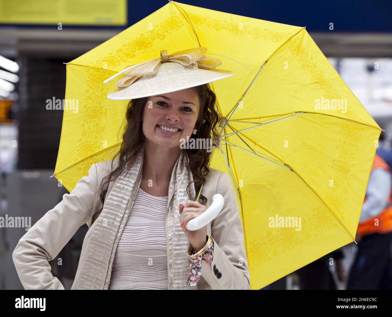 Kelly Moore at London's Waterloo Station on her way to Ladies' Day at ...