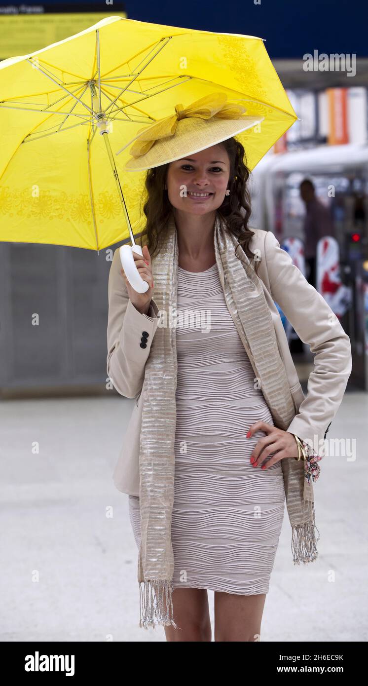 Kelly Moore at London's Waterloo Station on her way to Ladies' Day at ...