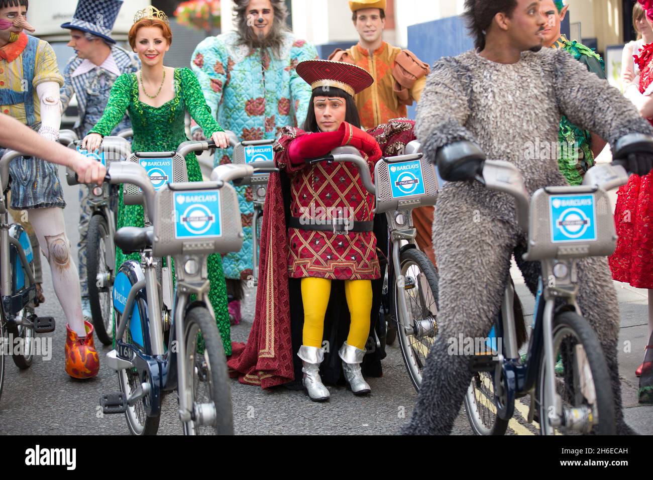 Shrek cast members Carley Stenson and Neil McDermott during a photocall ...