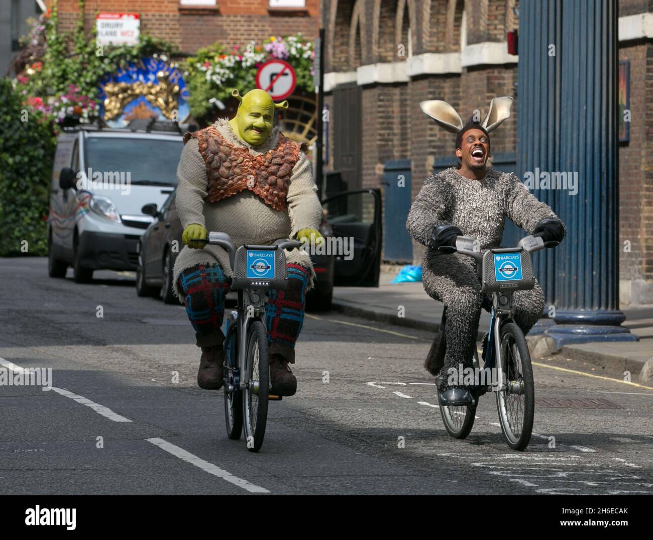 Shrek cast members Dean Chisnall and Richard Blackwood during a ...
