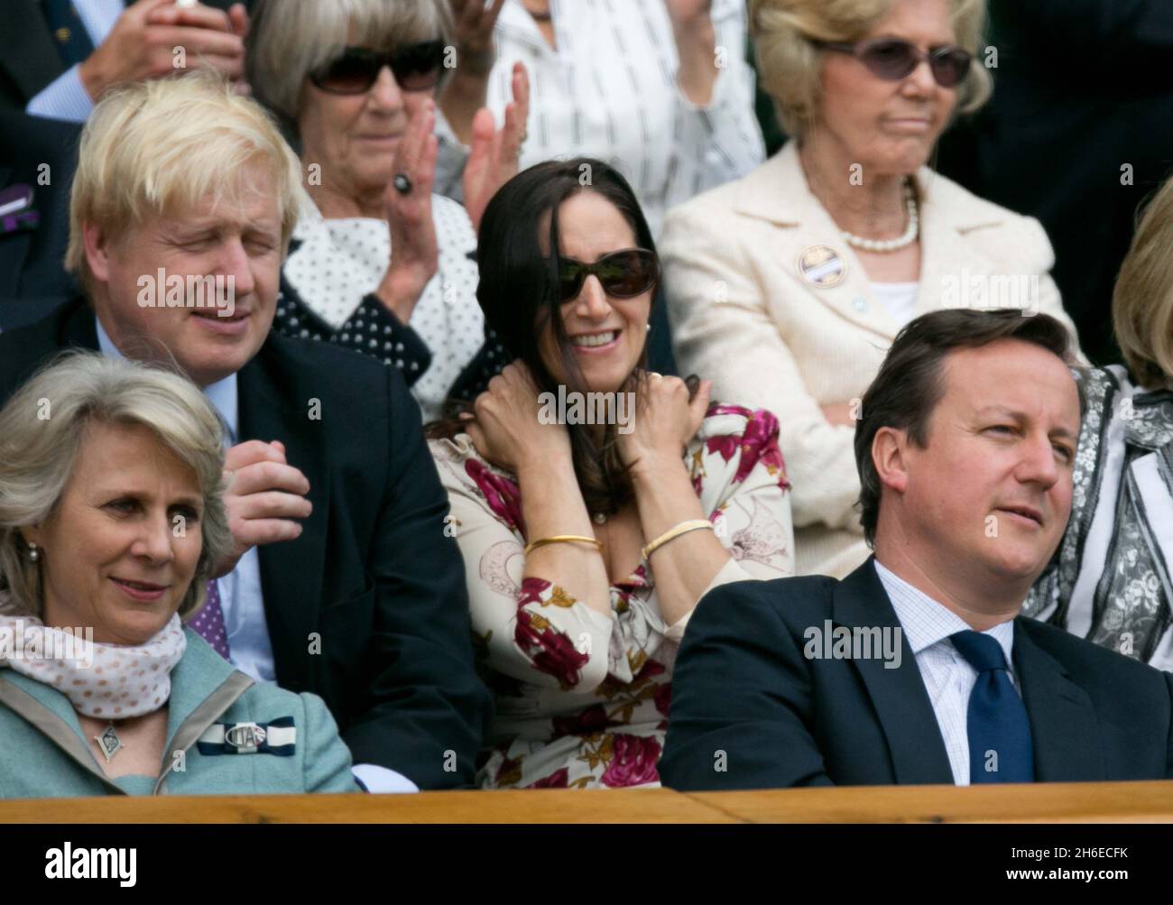 David Cameron and Boris Johnson with his wife are pictured at the Men's ...