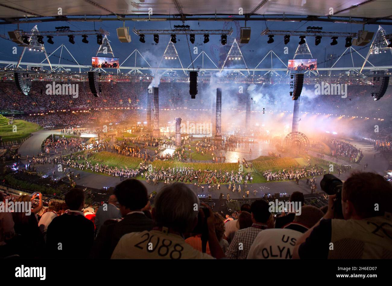 General view of the London 2012 Olympic Games opening ceremony and the ...
