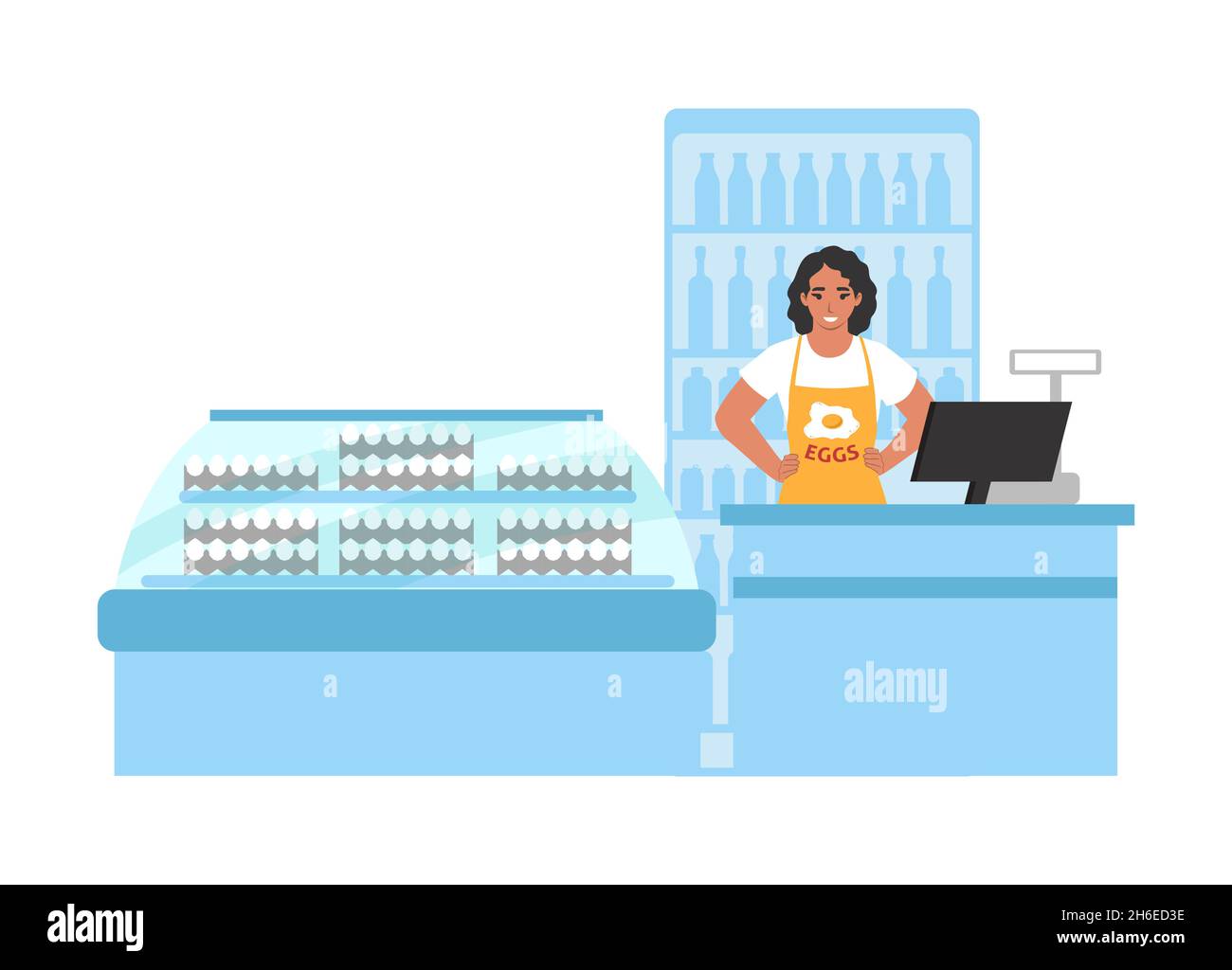 Fresh chicken eggs poultry farming store. Farm food market. Supermarket ...