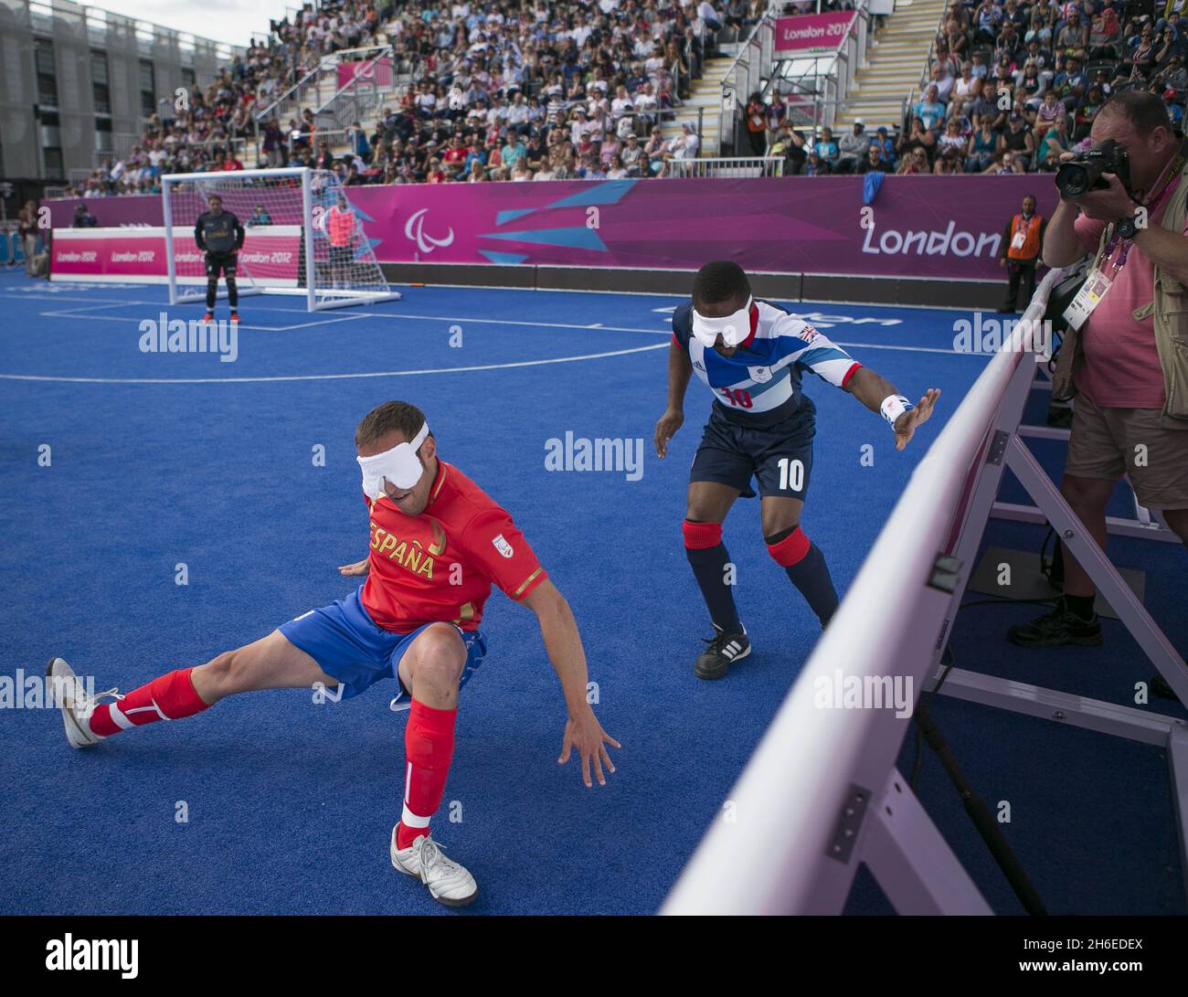 UK blind football team compete against spain Stock Photo - Alamy