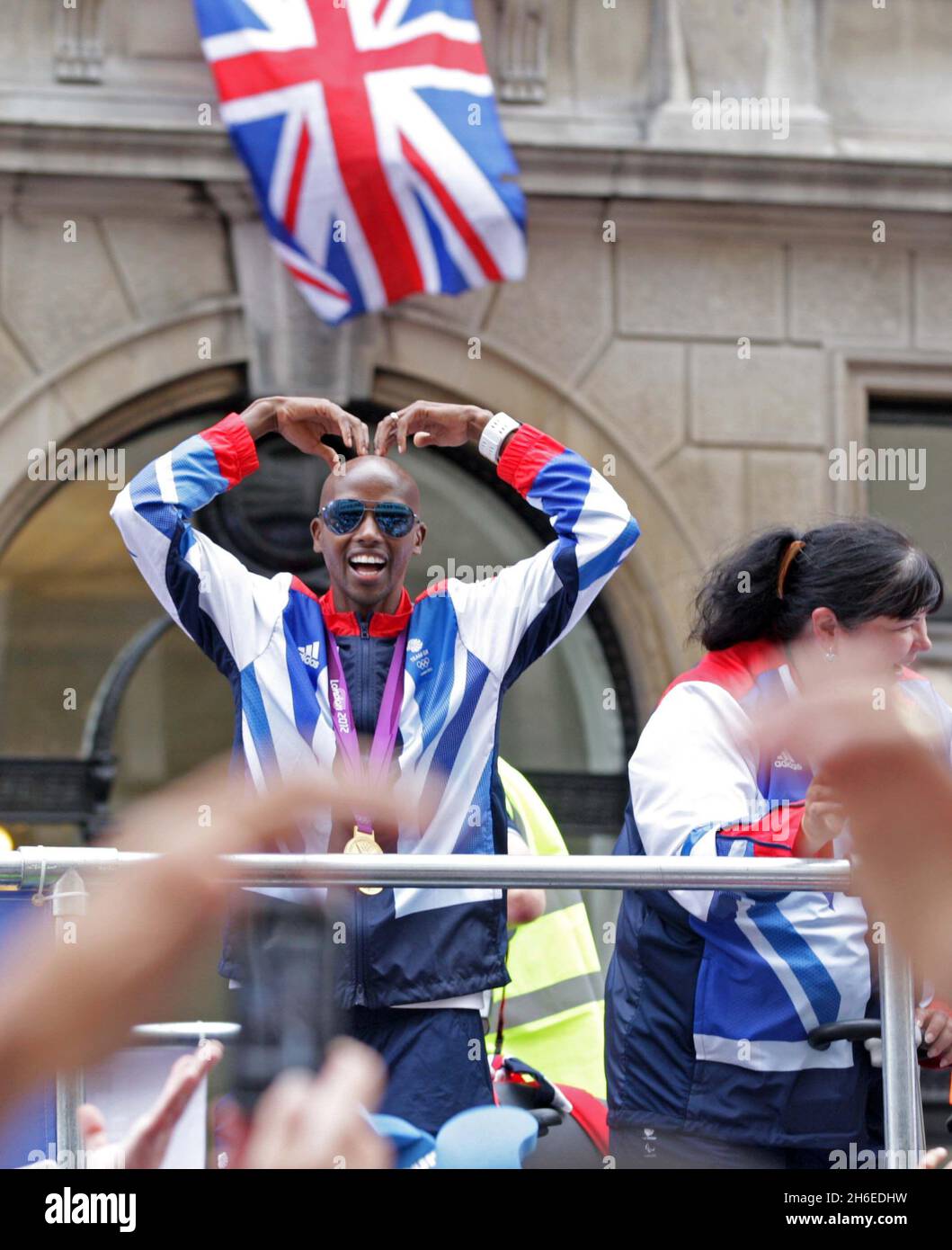 Mo Farah at the GB Olympic and Paralympic parade through central London ...
