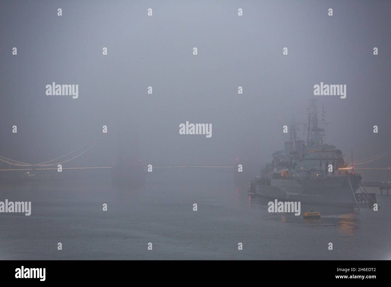 Fog covered landmarks across London this morning including the Shard ...