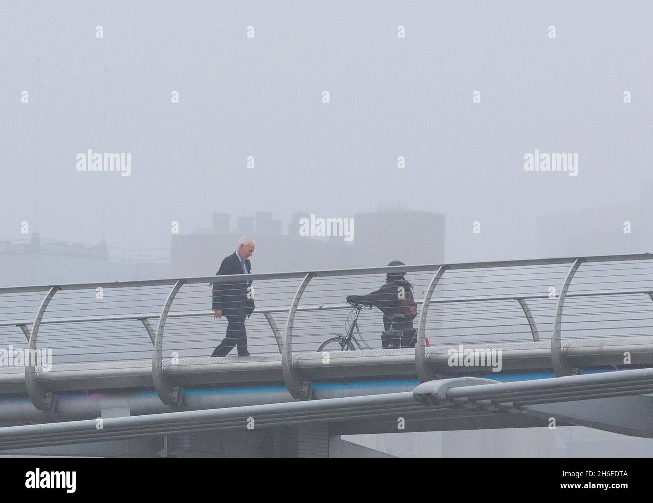 Fog covered landmarks across London this morning including the Shard ...