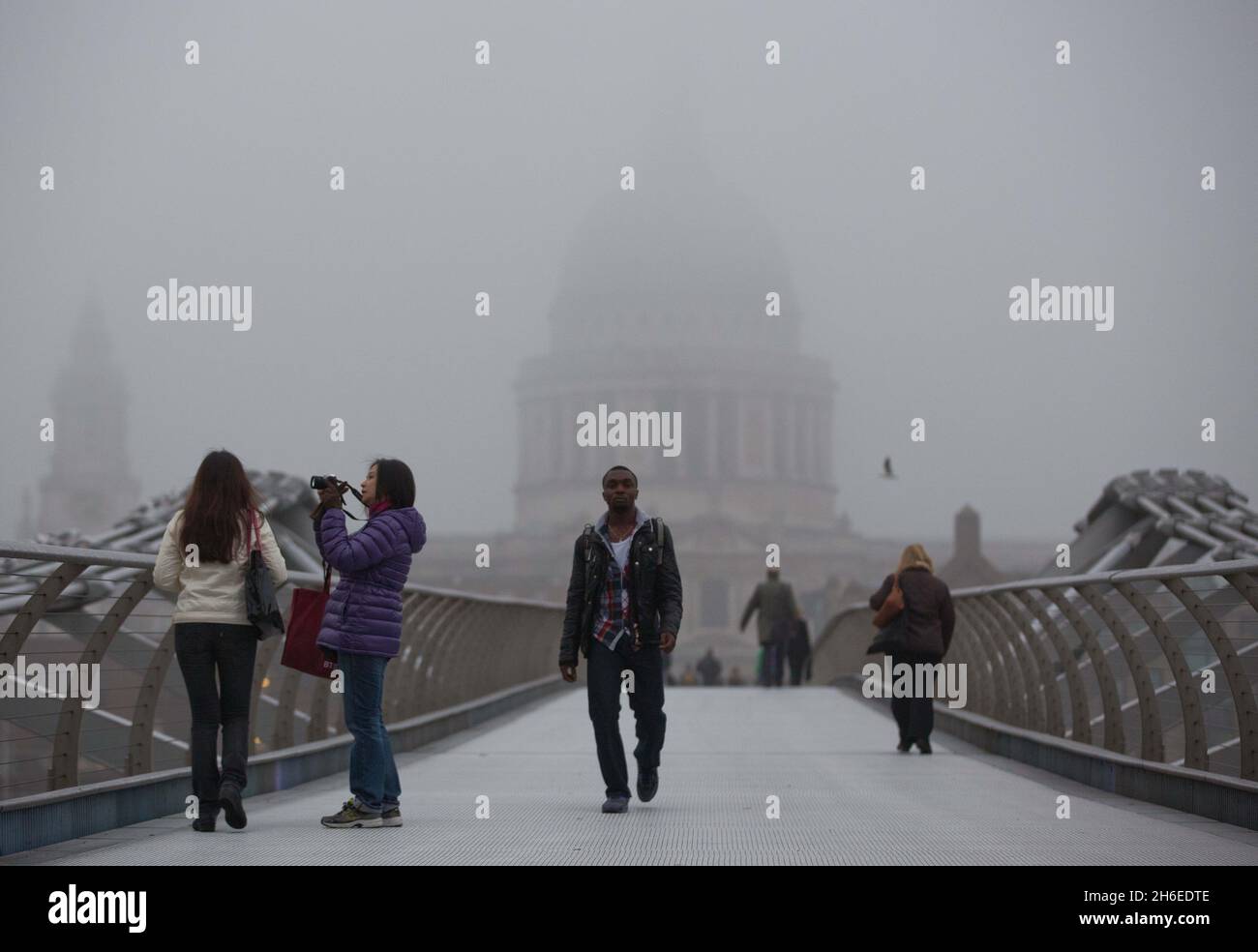 Fog covered landmarks across London this morning including the Shard ...