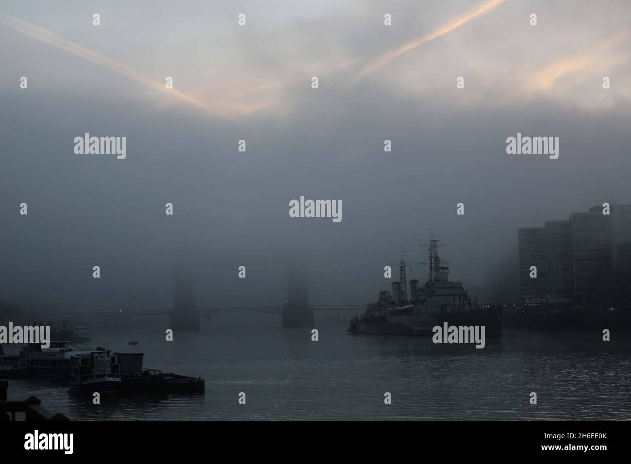 Mist covered parts of London on the 12the December 2012, including ...