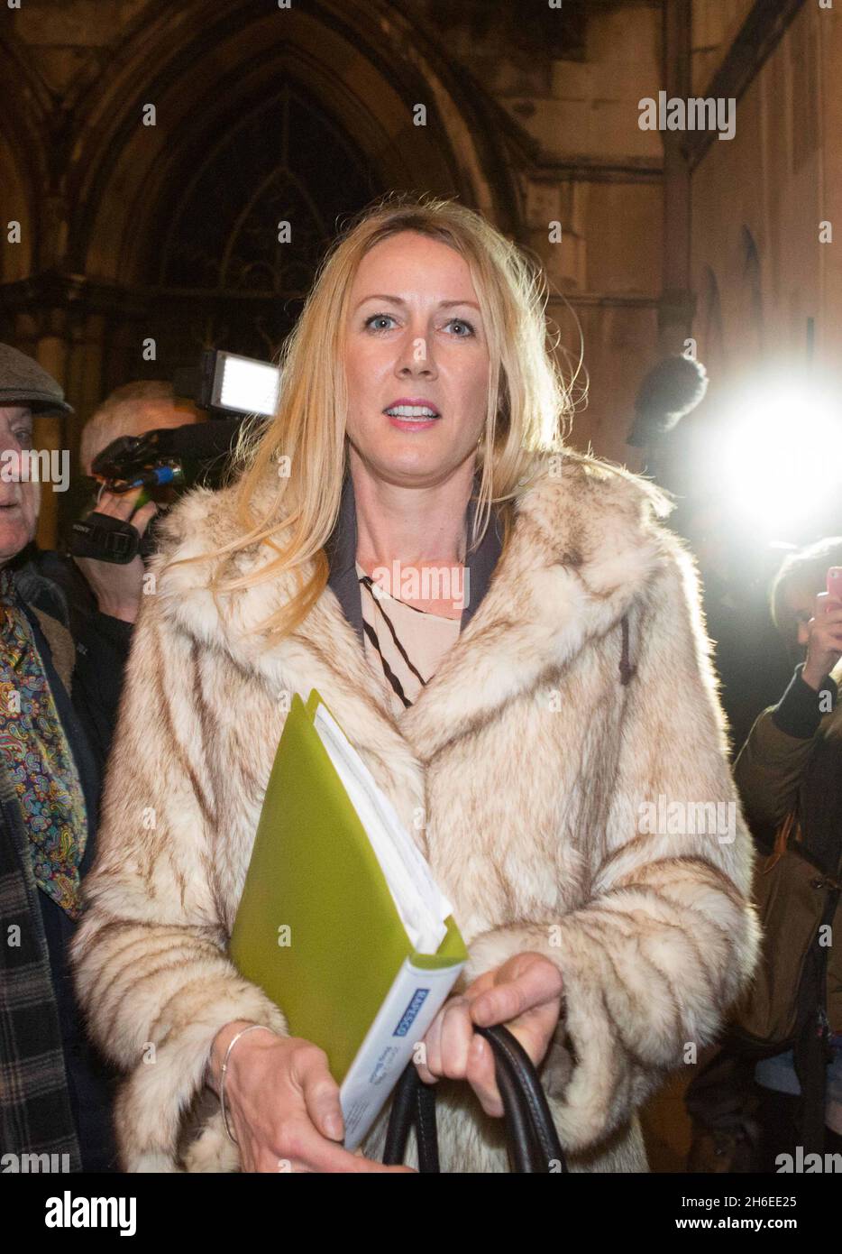 Sally Roberts leaves the High Court in London this evening after a ...