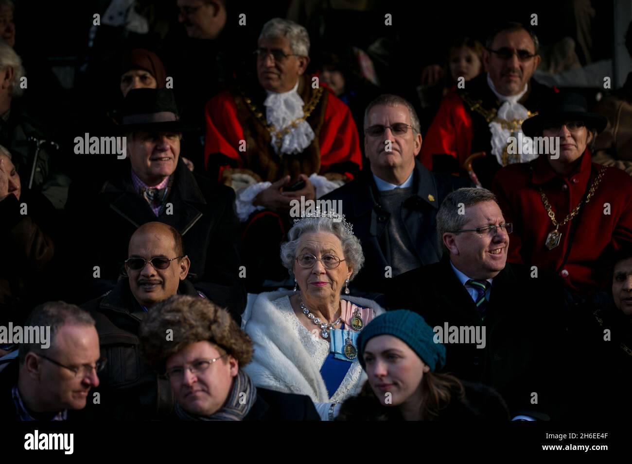 A look-alike of Queen Elizabeth at the New Year's Day Parade in London ...