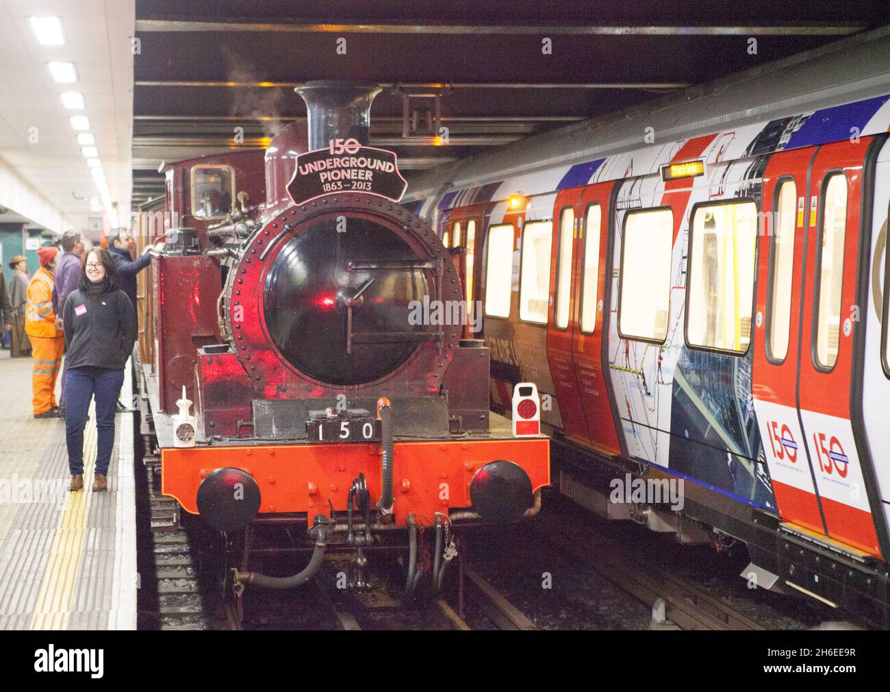 A steam train on its journey from Moorgate station to Kensington ...