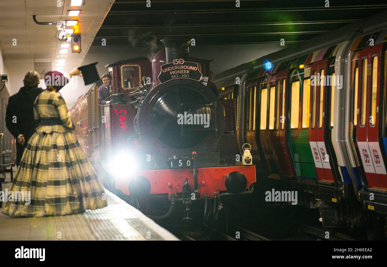 A steam train on its journey from Moorgate station to Kensington ...